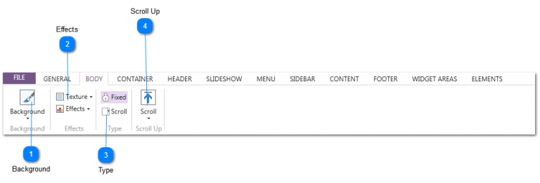 Body Tab - TemplateToaster Web Design Software