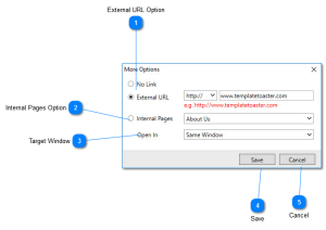 Hyperlink Dialog Box - TemplateToaster Web Design Software
