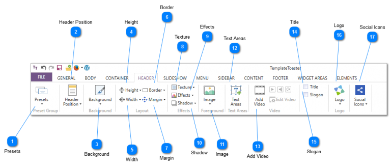 Header Tab - TemplateToaster Web Design Software