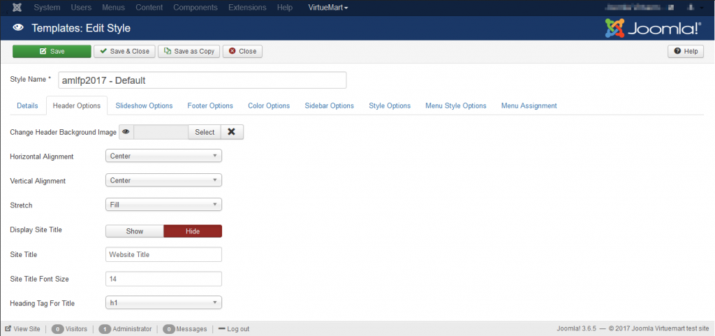 Template Options in Joomla - TemplateToaster Web Design Software