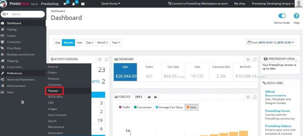 Step by step guide on how to upload a theme in PrestaShop CMS.