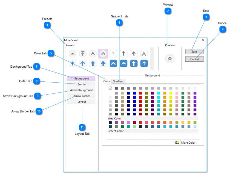 Scroll Up Button - TemplateToaster Web Design Software