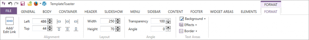 Menu Tab in TemplateToaster - TemplateToaster Web Design Software