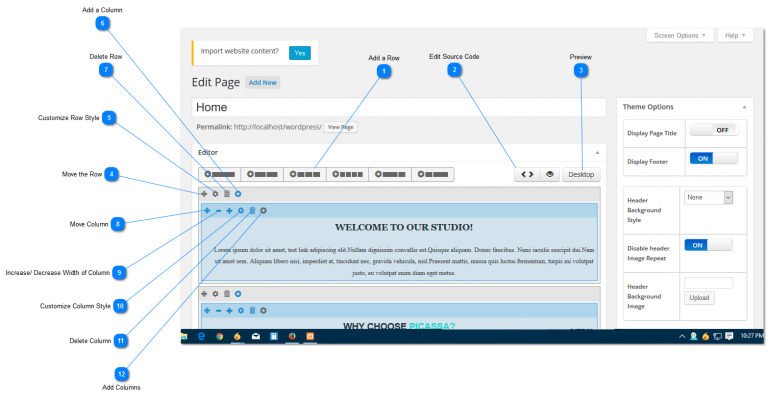 Page Editor in WordPress theme - TemplateToaster Web Design Software
